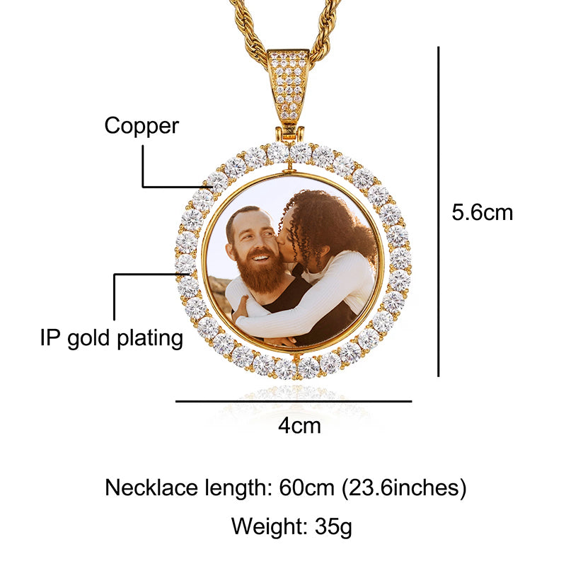 Photo Rotating Pendant Necklace – Get Engravings