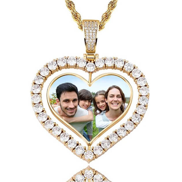 Photo Rotating Heart Pendant Necklace – Get Engravings