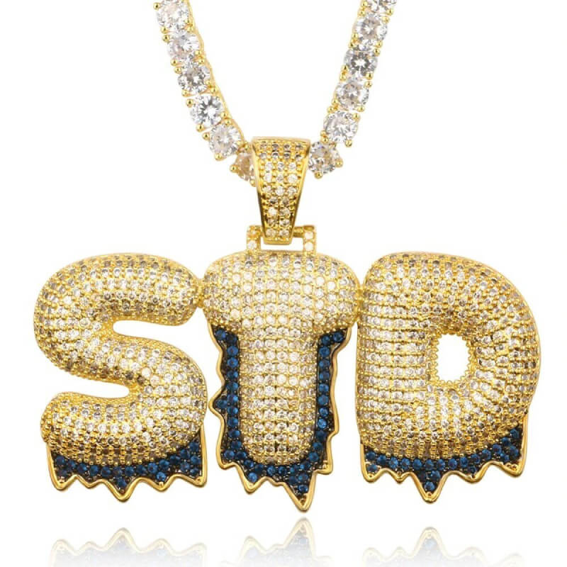 Custom Drip initial letter pendant Necklace – Get Engravings