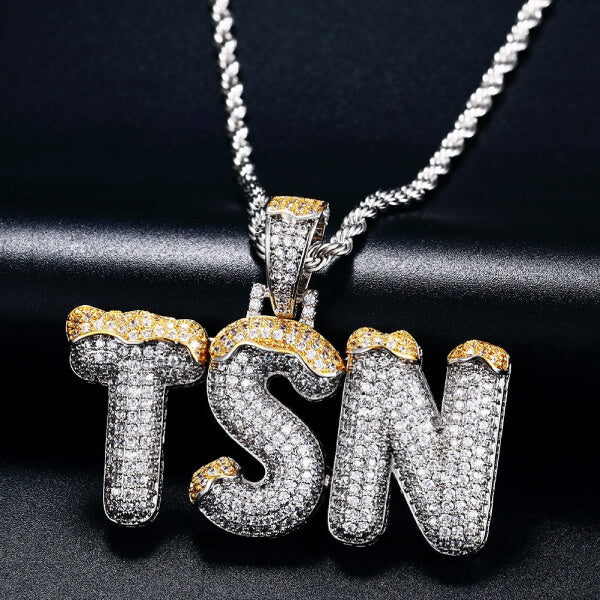 Double Color Bubble Letter Name Necklace – Get Engravings